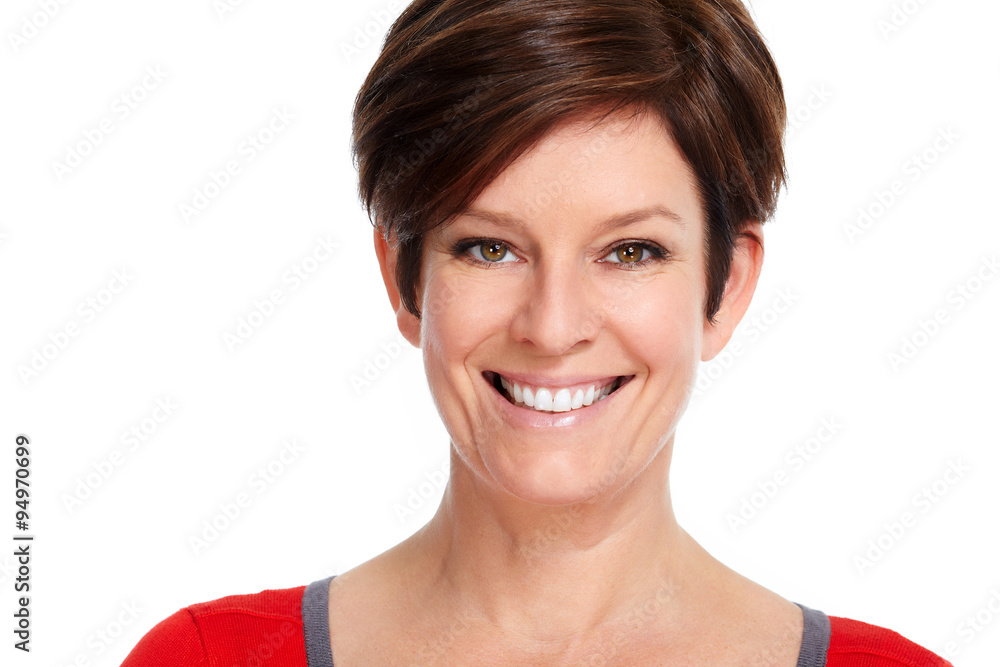 Beautiful smiling lady face. foto de Stock | Adobe Stock