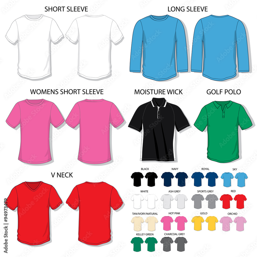 Various Tee shirt template Stock Vector | Adobe Stock