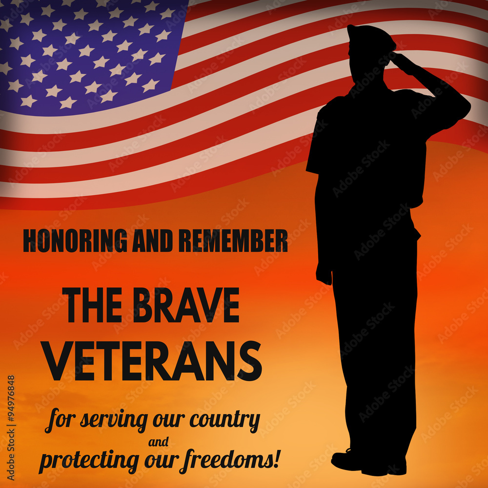 US Army soldier saluting the american flag on sunset background Stock ...