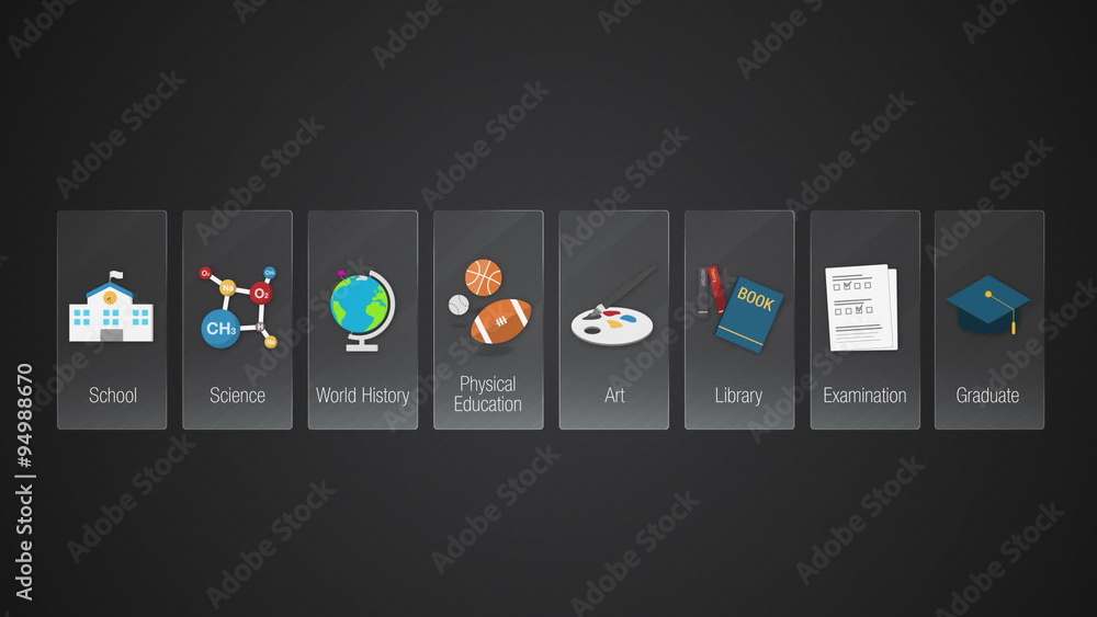 Education icon set animation.Digital display application. Education ...