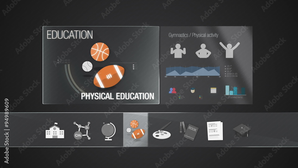Physical education icon for Education contents.Digital display ...