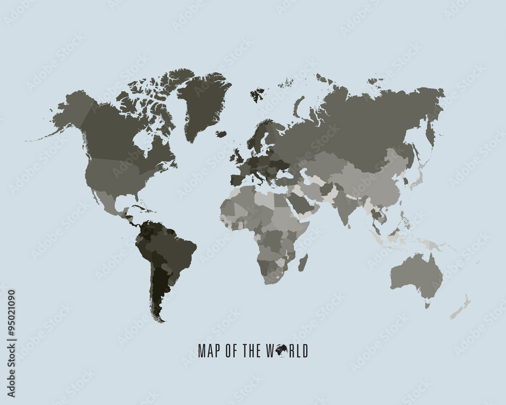 World map with different colored continents - Illustration Stock Vector ...