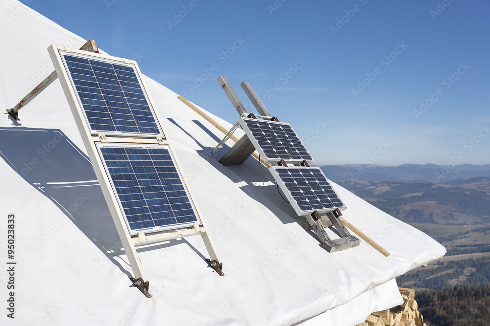Handmade solar panels. foto de Stock | Adobe Stock