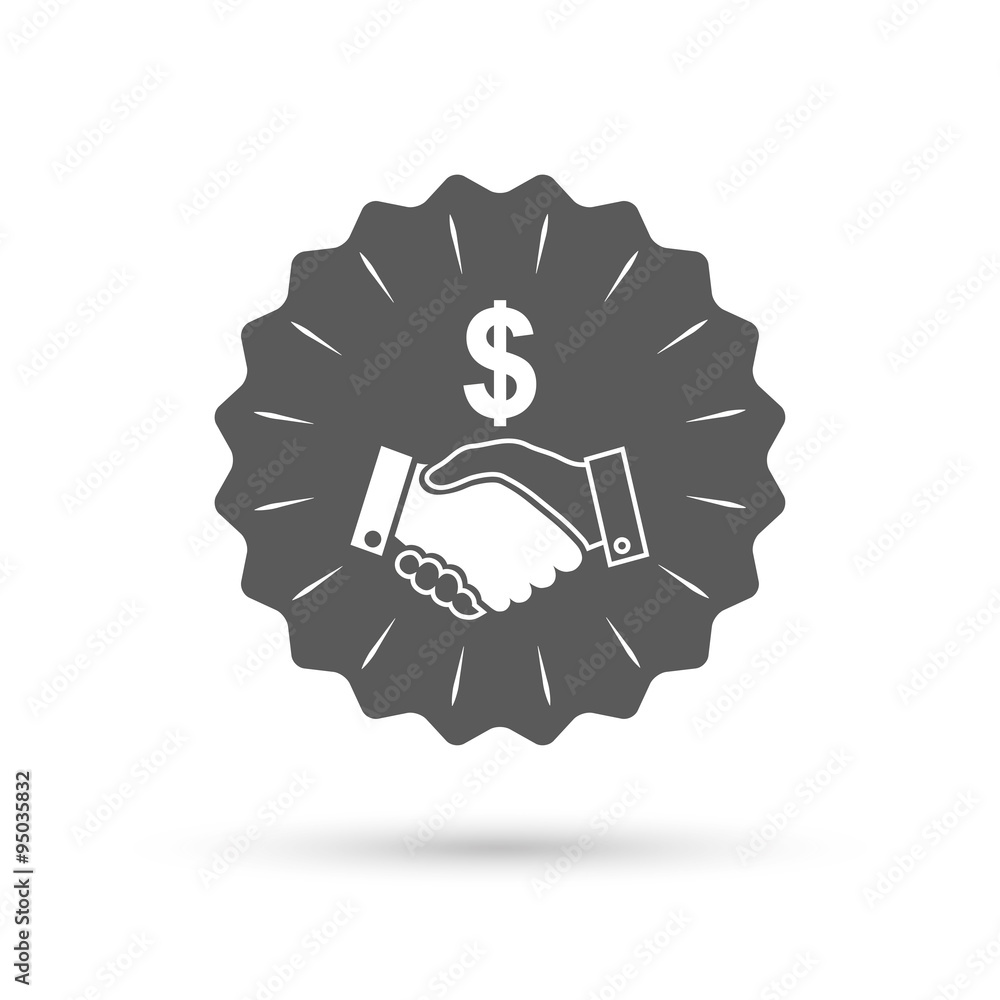 Dollar handshake sign icon. Successful business. Stock Vector | Adobe Stock