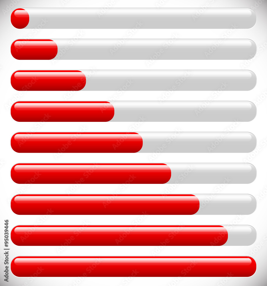 Horizontal progress, loading bars. Steps, phases, progression. Stock ...