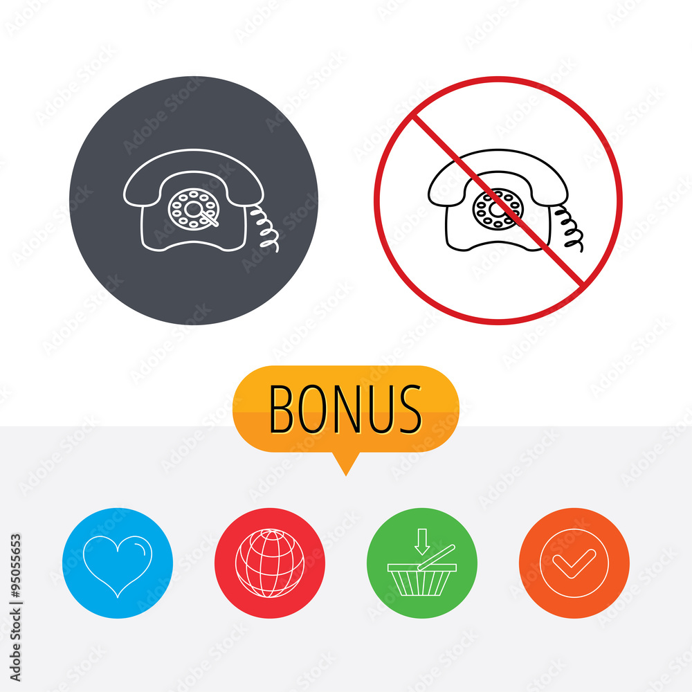 Retro phone icon. Old telephone sign. Stock Vector | Adobe Stock