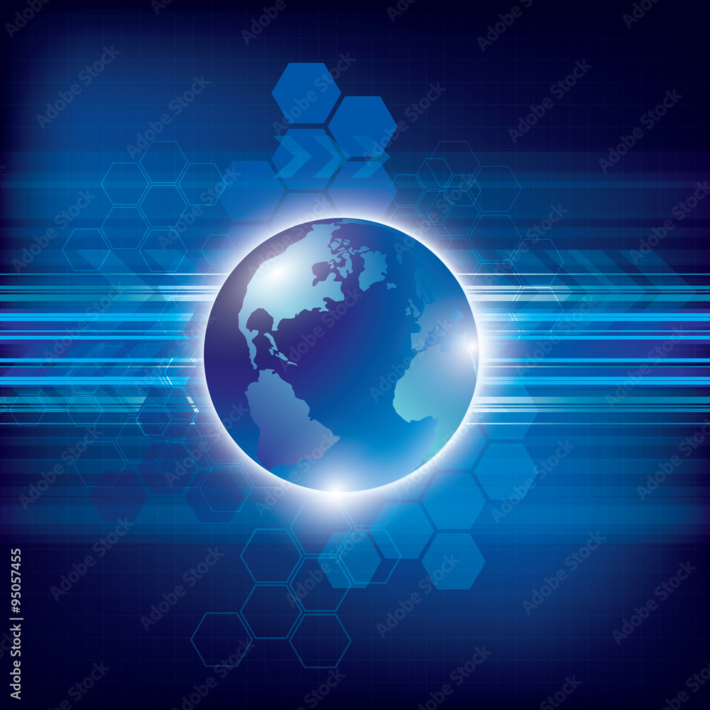 Abstract technology background with globe vector Stock Vector | Adobe Stock