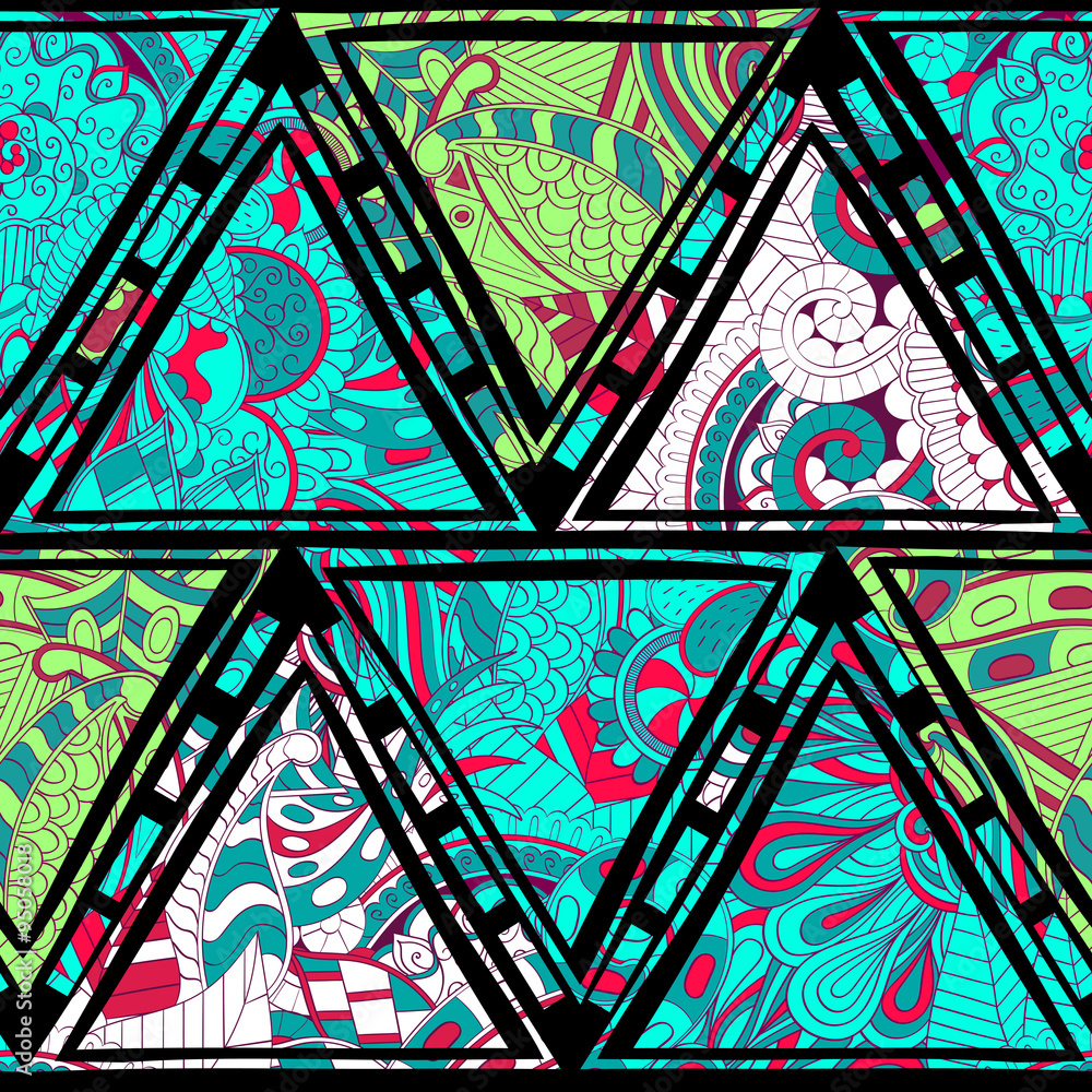 Tracery seamless, loops, doodle wind pattern in the style of stained ...