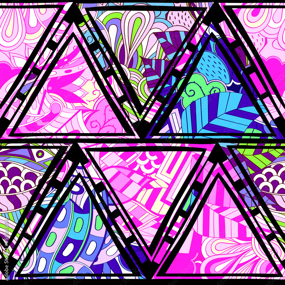 Tracery seamless, loops, doodle wind pattern in the style of stained ...