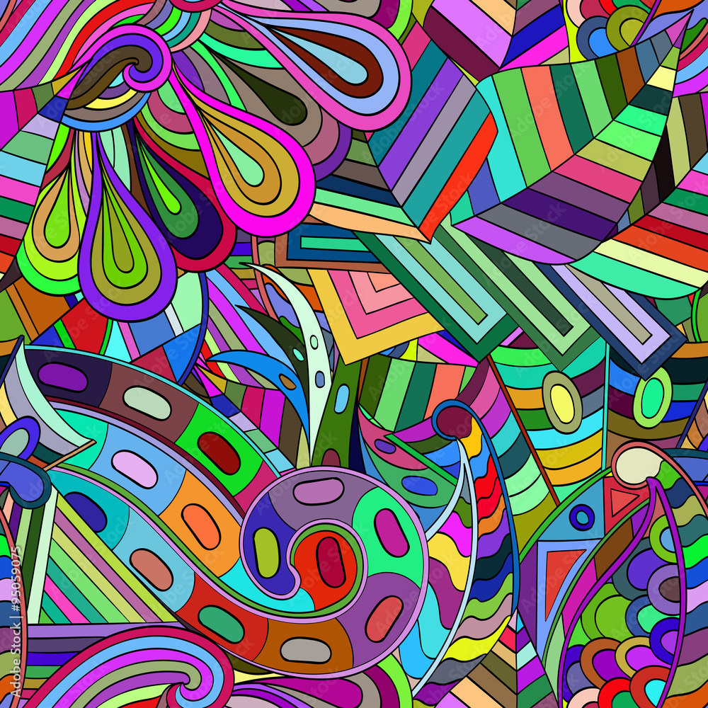 Tracery seamless, loops, doodle wind pattern. Mehendi paisley, stem ...