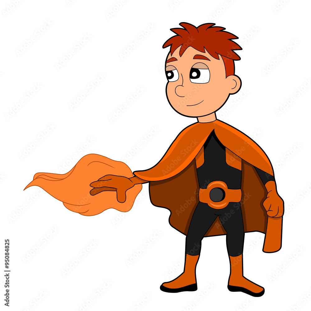 Illustration of cute ginger-haired superhero boy with fire-based powers ...