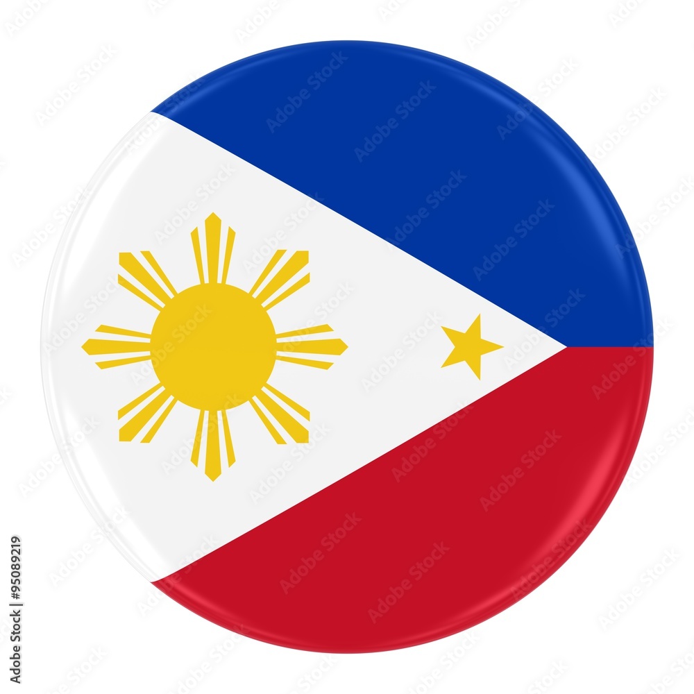 Filipino Flag Badge - Flag of the Philippines Button Isolated on White ...