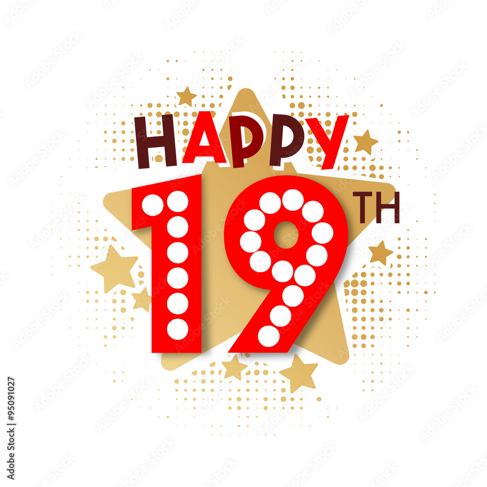 Happy 19th Birthday Stock Vector | Adobe Stock