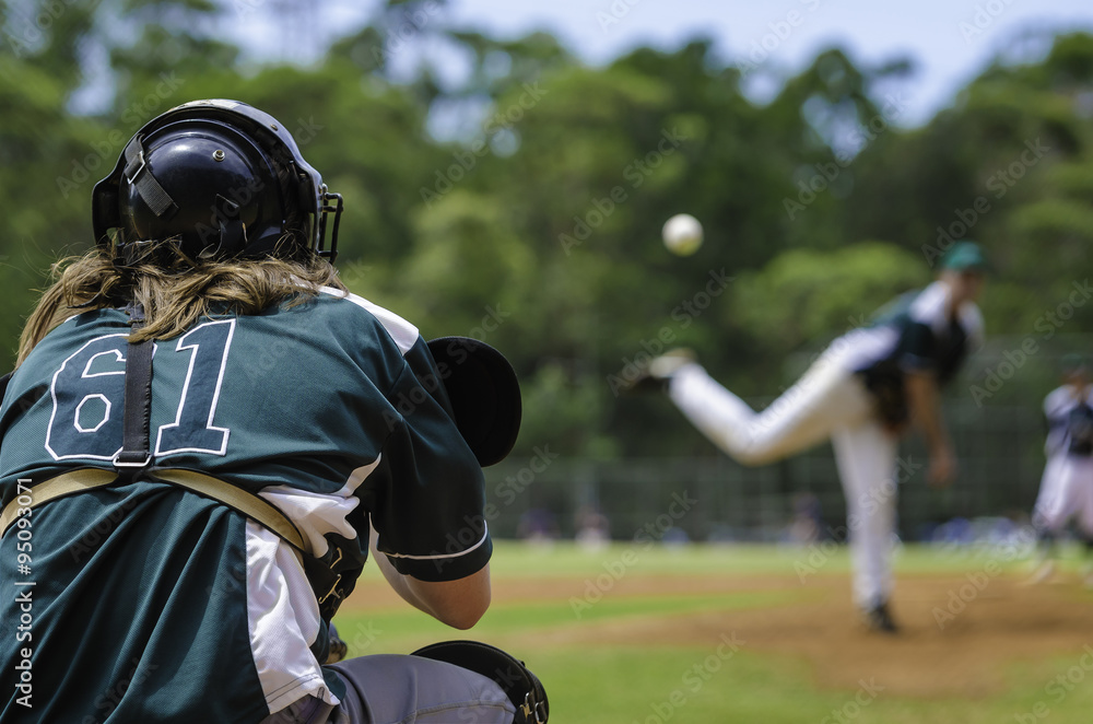 Baseball pitcher and catcher Stock Photo | Adobe Stock