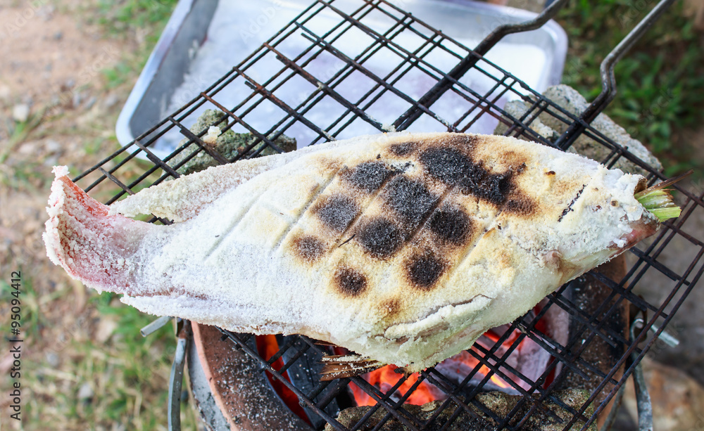 Grilled fish (Body salt) Stock Photo | Adobe Stock