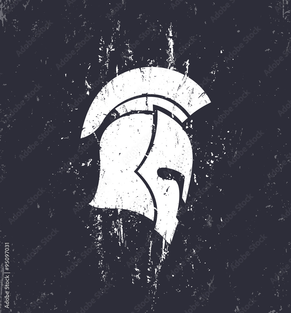 grunge spartan helmet with mohawk in profile, vector illustration Stock ...