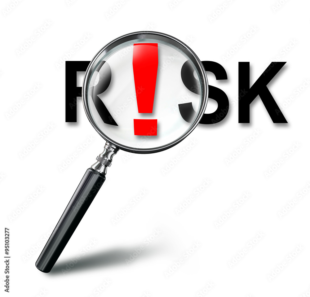 Risk Word And Red Exclamation Mark With Magnifying Glass On Whit Stock risk-word-and-red-exclamation-mark-with-magnifying-glass-on-whit-stock