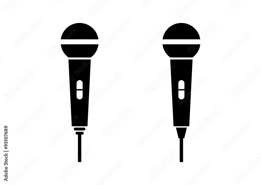 Black microphone icons on white background Stock Vector | Adobe Stock