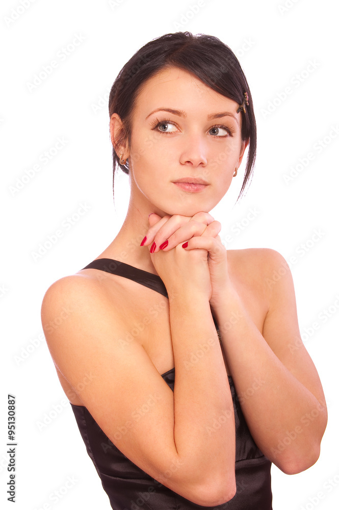 Portrait Of Beautiful Dark Haired Girl Stock Foto Adobe Stock