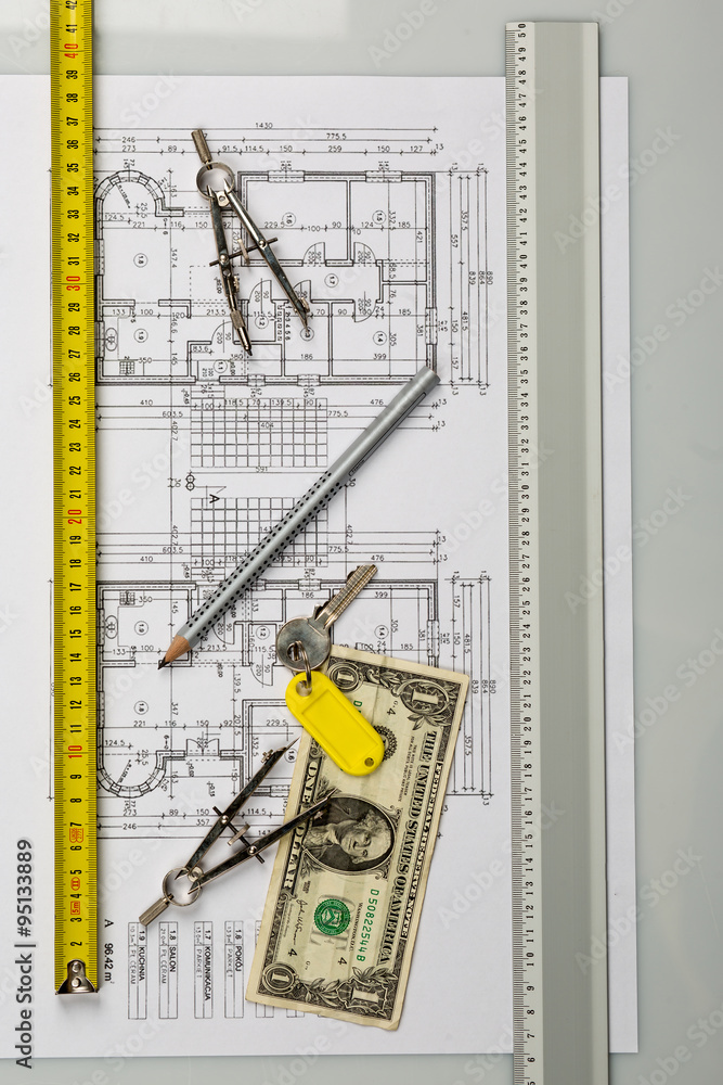 Architect plans construction project drawing, the cost of building a ...