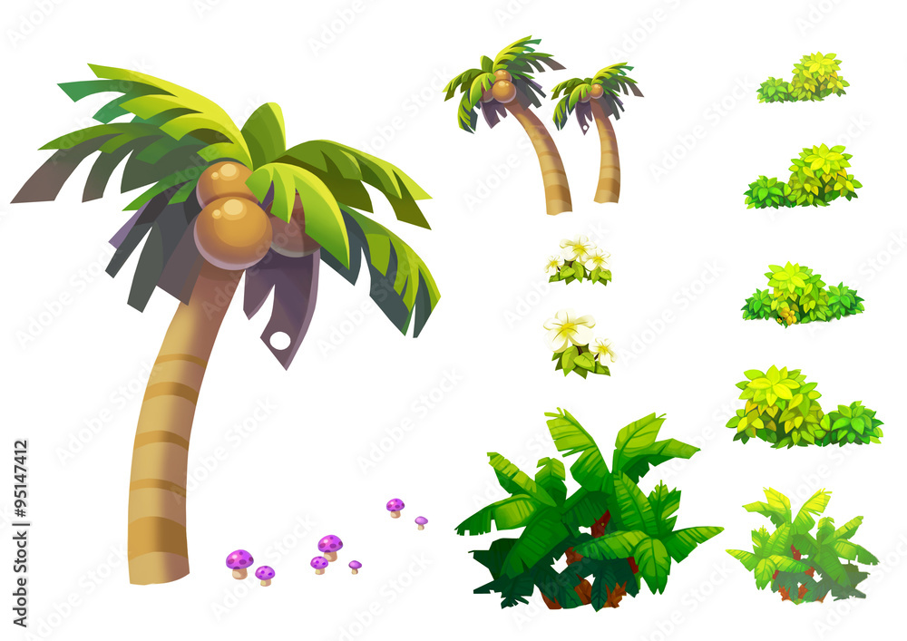 Illustration: Fantastic Tropical Beach Elements / Objects Set 1 ...