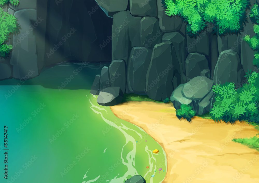 Illustration: What's there in the dark Cave? Realistic Cartoon Style ...