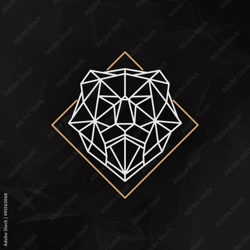 The lion head logo (Icon) - Vector illustration. The lion head in ...