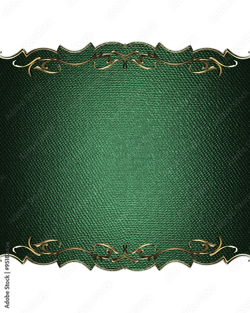 Green nameplate for text with gold border. Template for design. copy ...