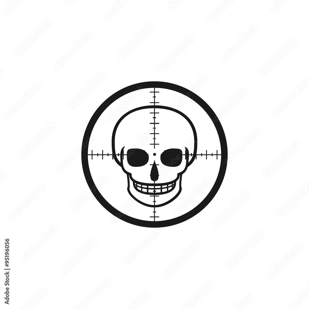 crosshair icon with a skull Stock Vector | Adobe Stock