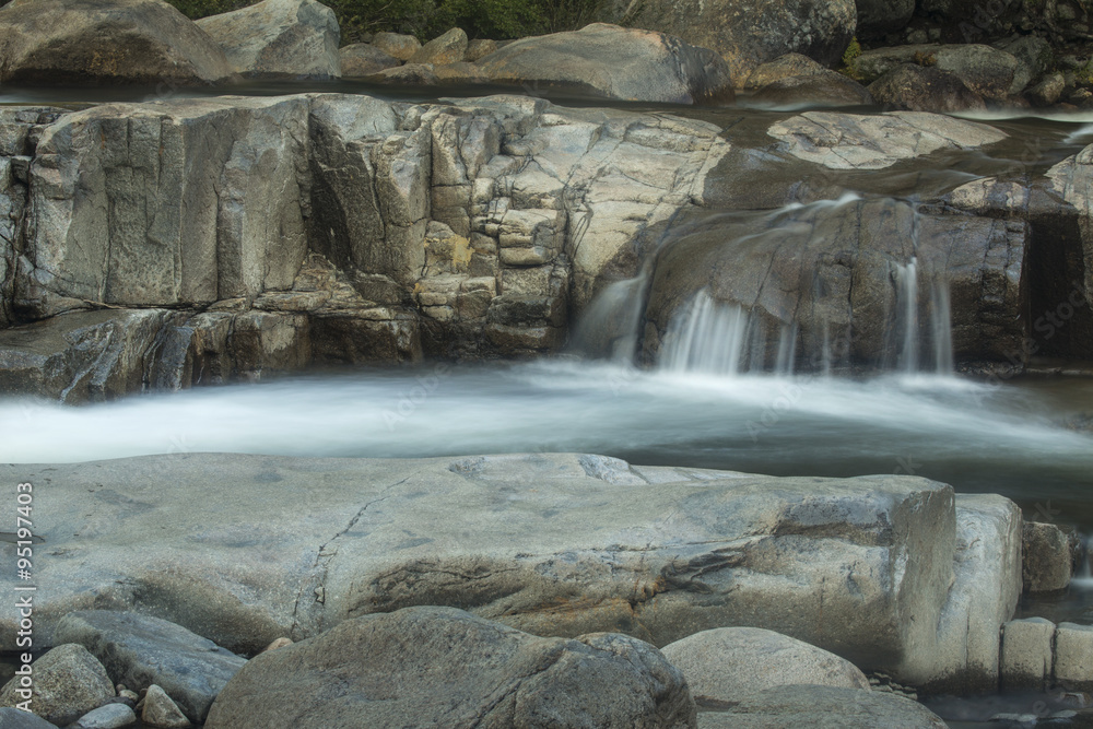 Waterfall over granite ledge on Swift River, New Hampshire. Stock Photo ...