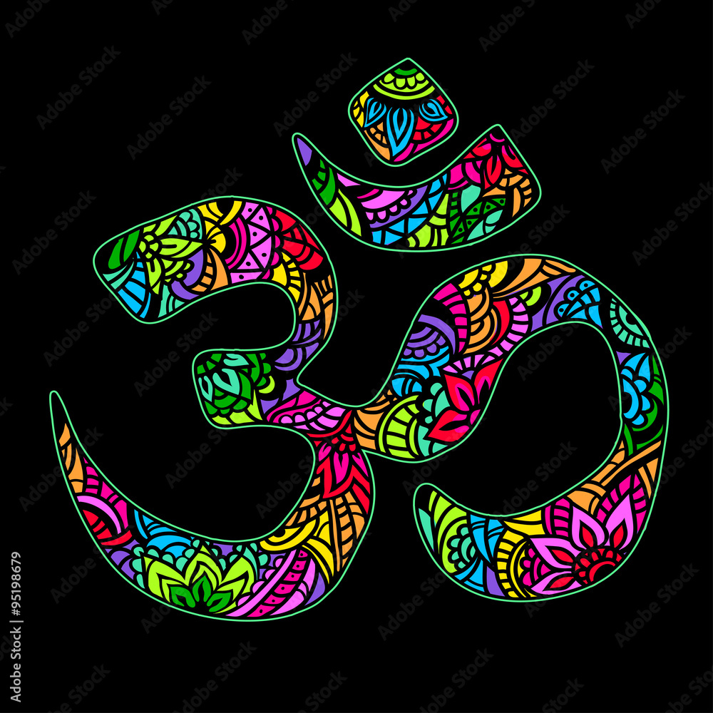 OM Hand drawn Indian design Stock Vector | Adobe Stock