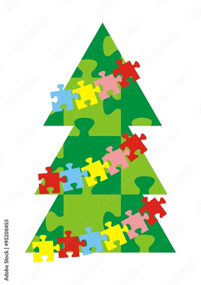 christmas tree, puzzle, vector illustration Stock Vector | Adobe Stock