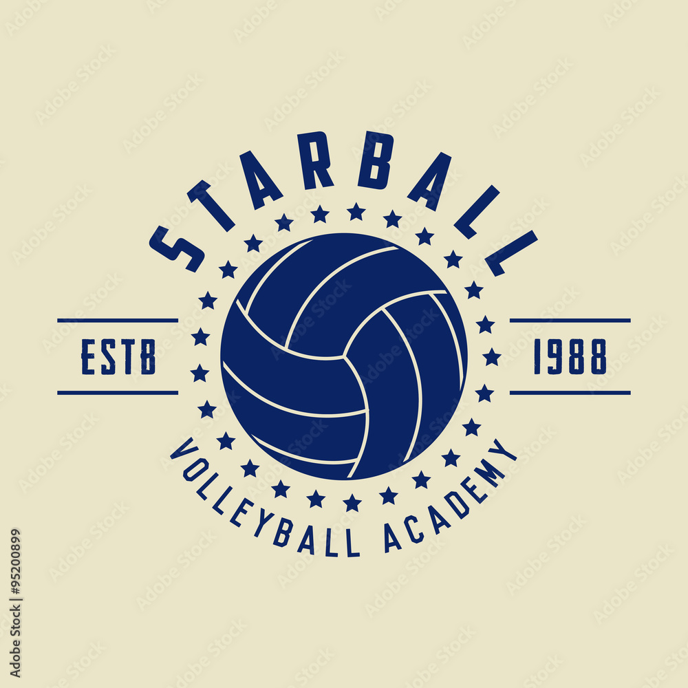 Vintage volleyball logo, emblem, badge, label and watermark Stock ...