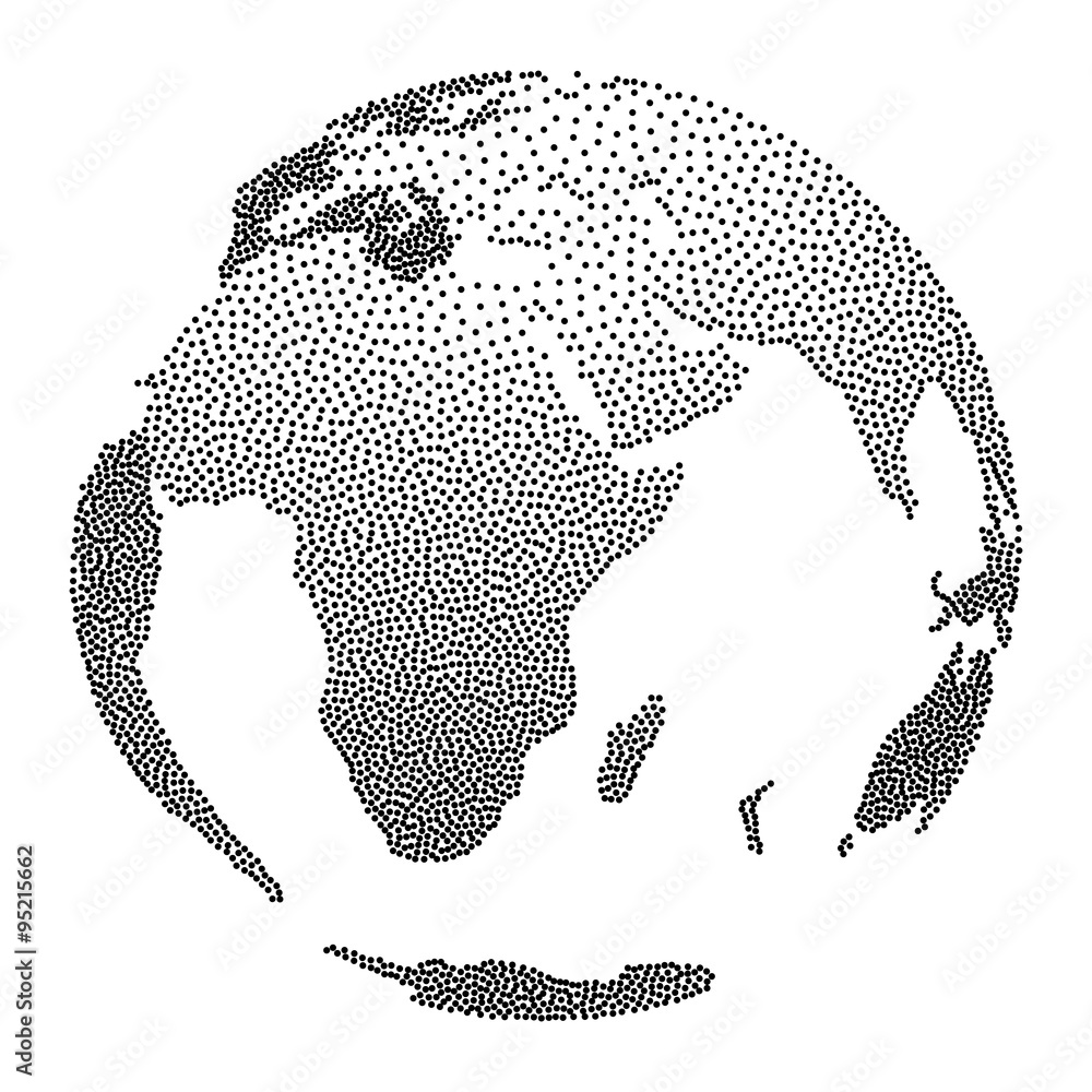 Dotwork Halftone Vector Earth Globe Stock Vector | Adobe Stock