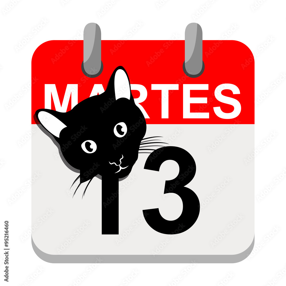 Icono plano aplicacion calendario martes 13 Stock Illustration | Adobe ...