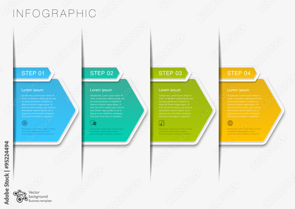 Vector Graphic #Flow Chart, 4-Step Process Stock Vector | Adobe Stock
