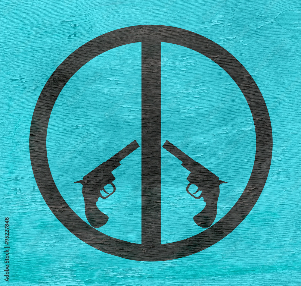 ironic peace sign with guns on wood grain texture Stock Illustration ...