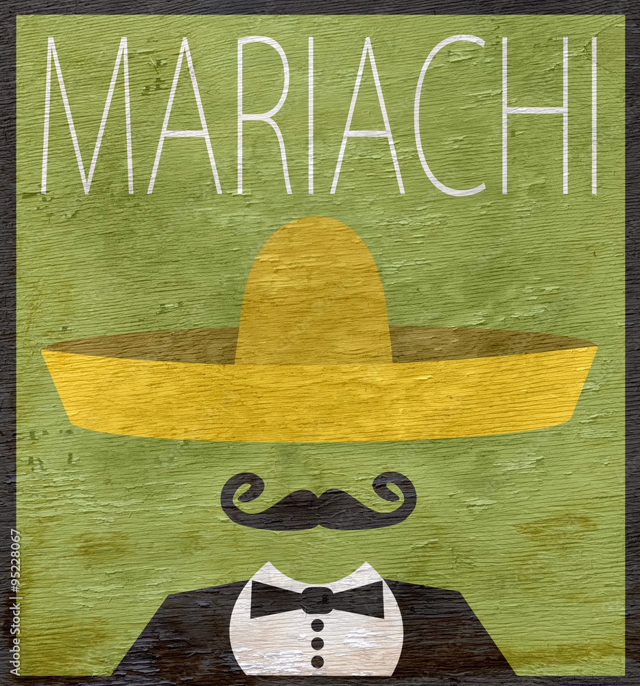 mariachi design with wood grain texture Stock Illustration | Adobe Stock