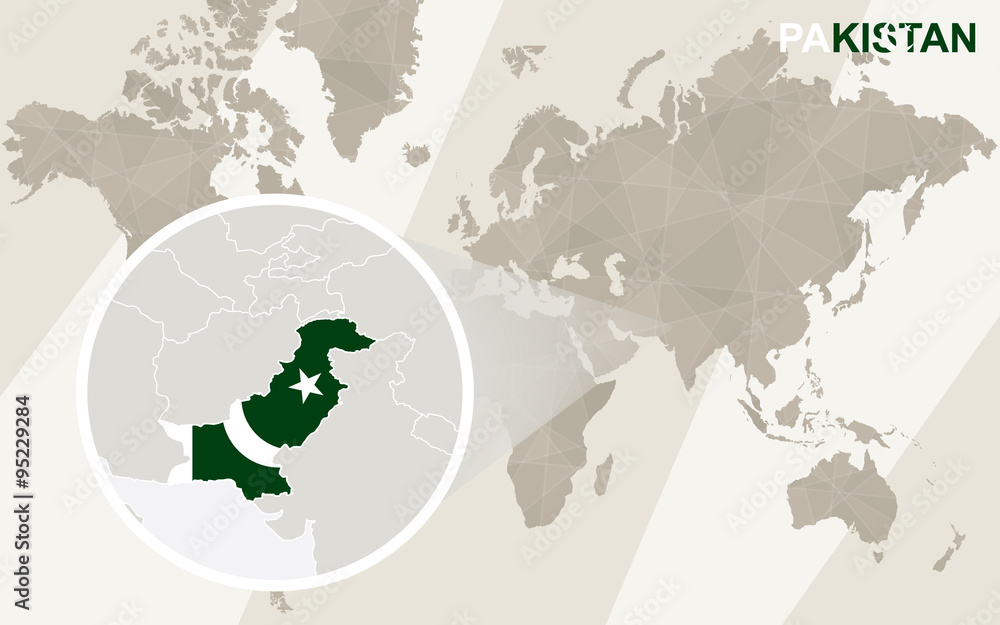 Zoom on Pakistan Map and Flag. World Map. Stock Vector | Adobe Stock