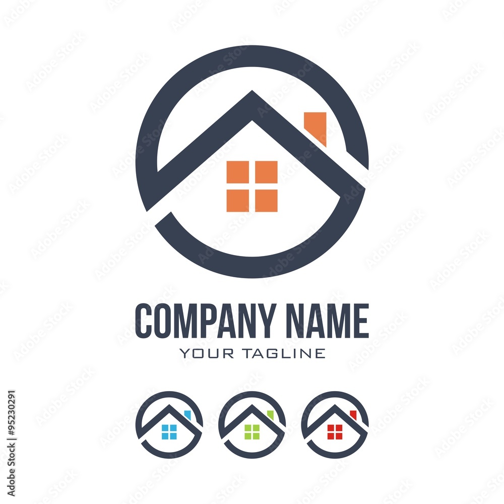 Home And Real Estate Circle Logo Design. Vector Illustration an a white ...
