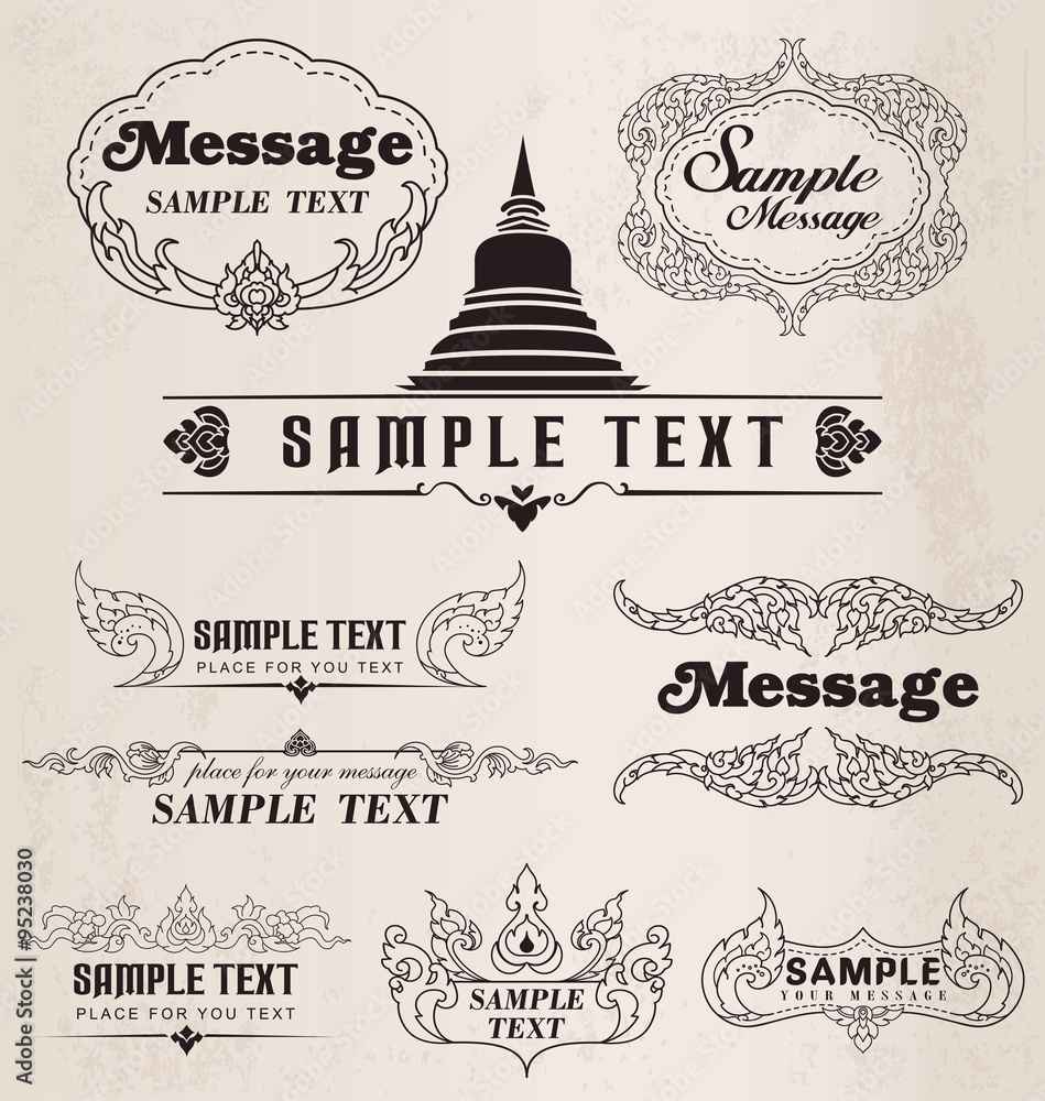 Thai art pattern vintage design elements and frames Stock Vector ...