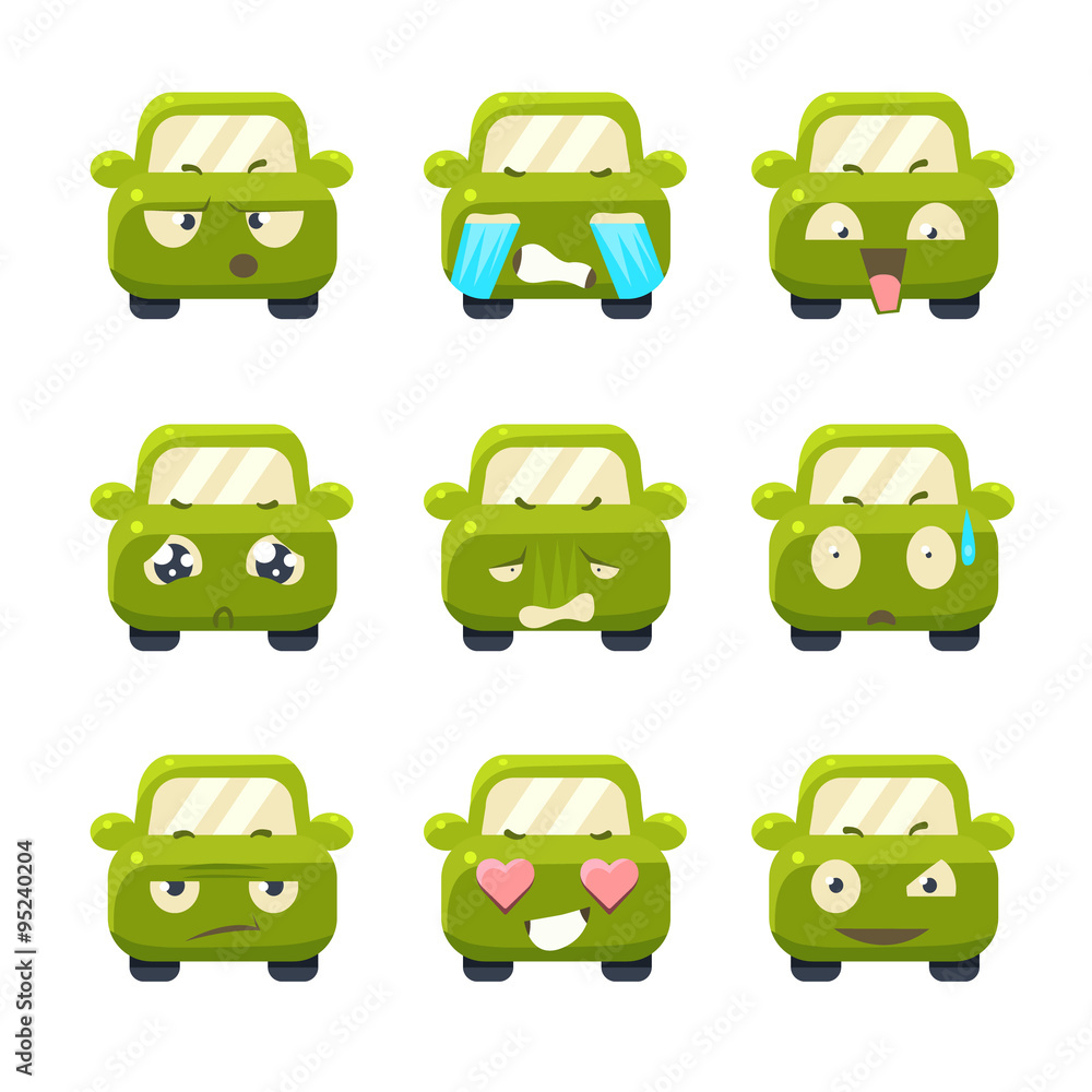 Cute Cars with Emoticons. Vector Set Stock Vector | Adobe Stock