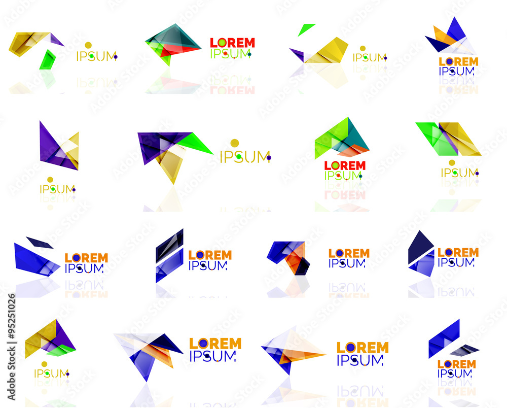 Geometric shapes company logo set, paper origami style Stock Vector ...