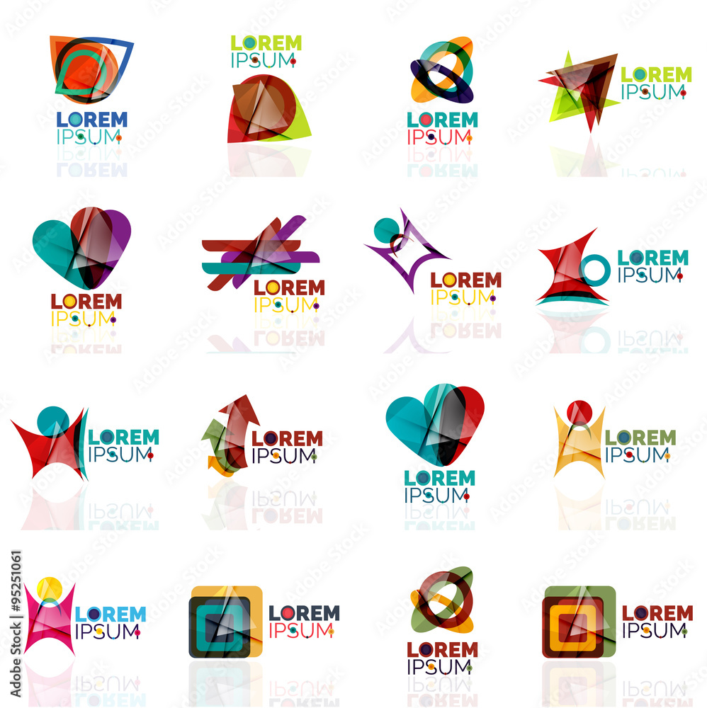 Geometric shapes company logo set, paper origami style Stock Vector ...