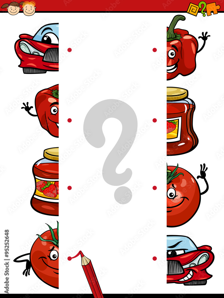 cartoon education task of halves Stock Vector | Adobe Stock