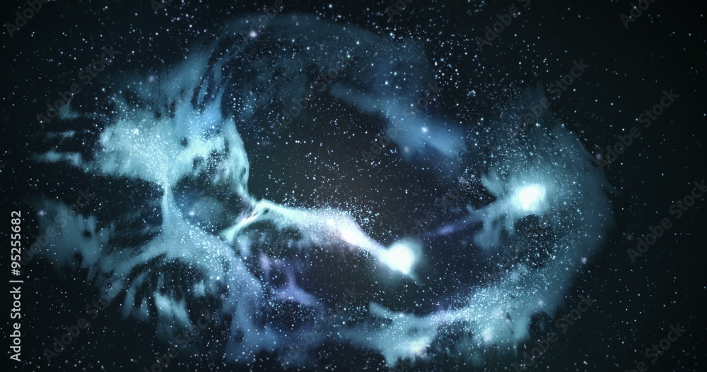 3D Space Flight Around Blue Frozen Nebula in Space Full 4K Loop Stock ...