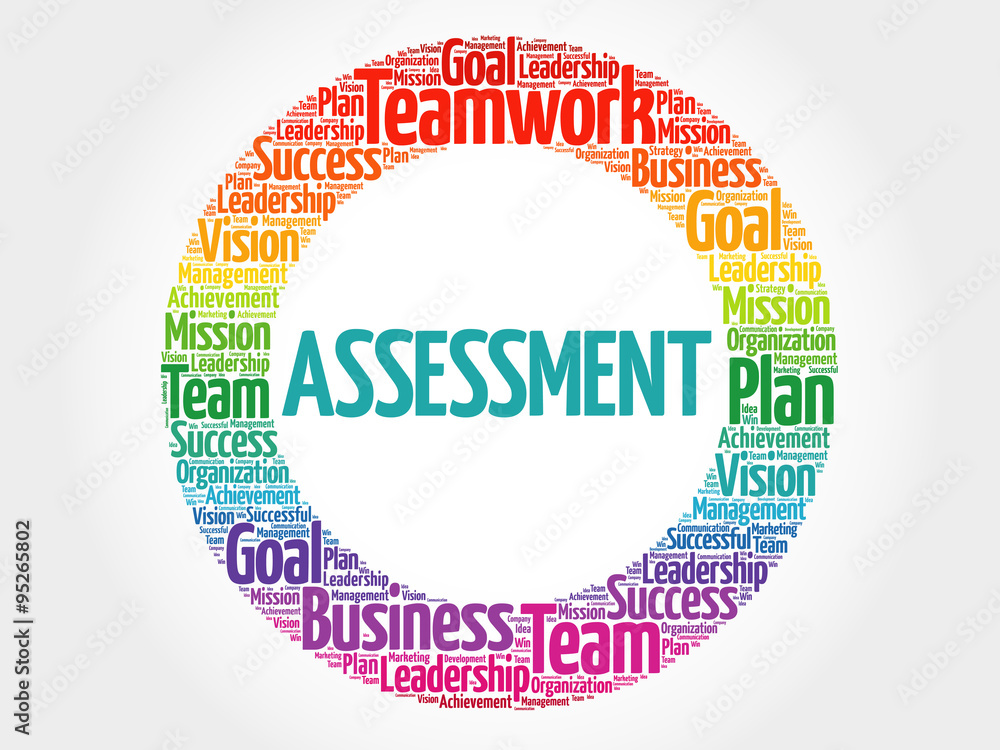 ASSESSMENT circle stamp word cloud, business concept Stock Vector ...