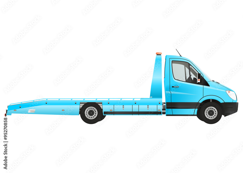 Flatbed recovery vehicle on the white background. Raster illustration ...