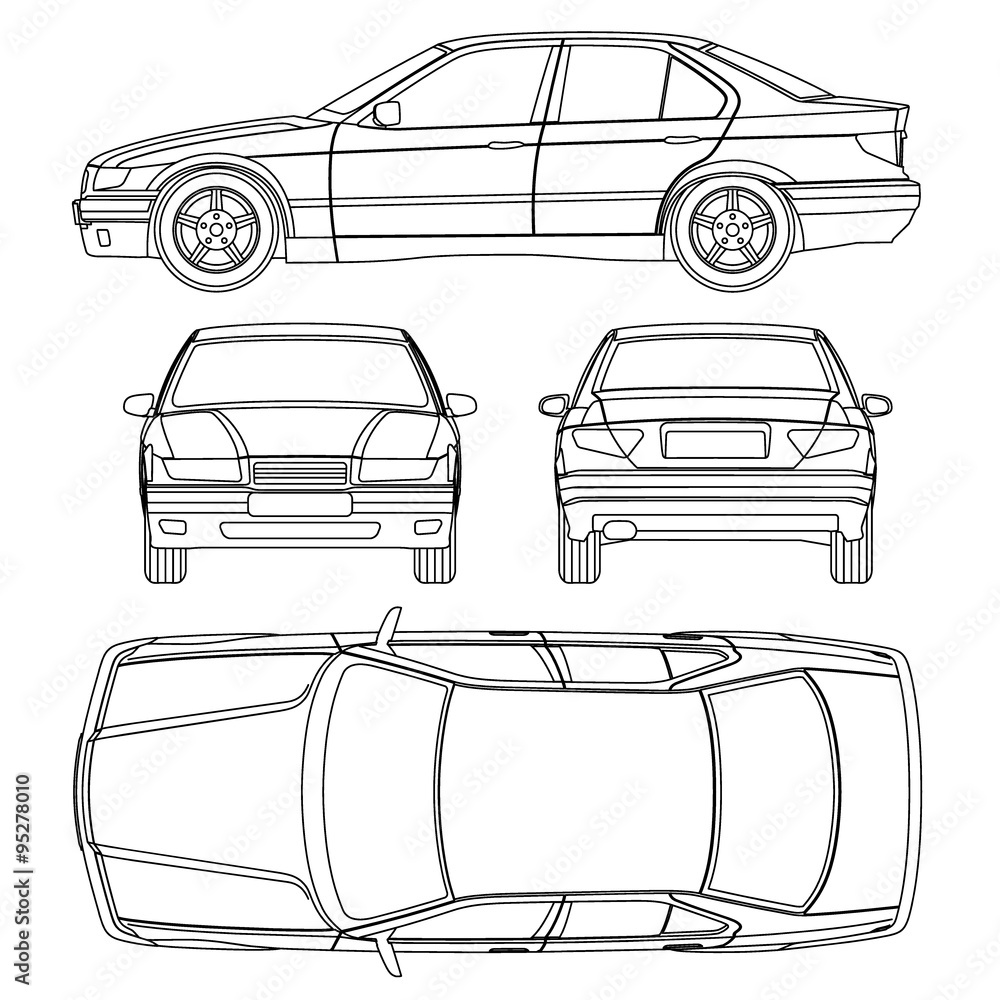Car line drawing Stock Vector | Adobe Stock
