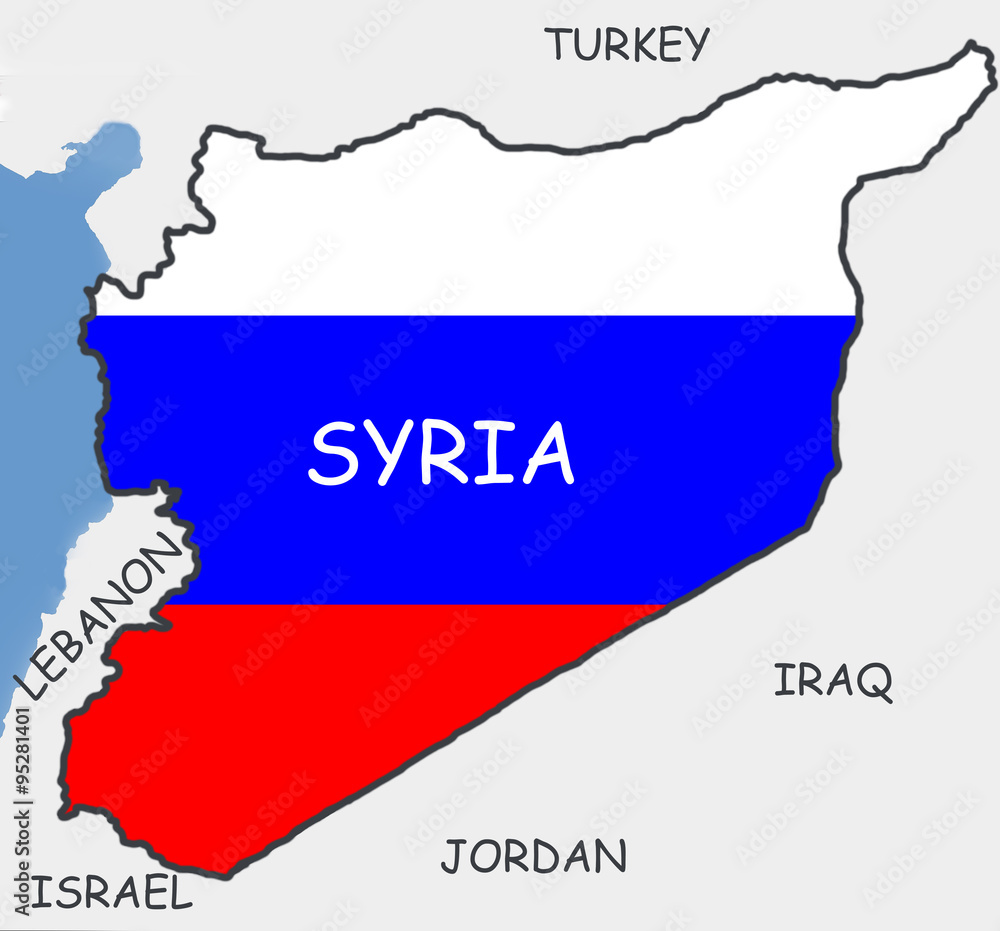 map of Syria painted in the colors of the Russian flag Stock ...